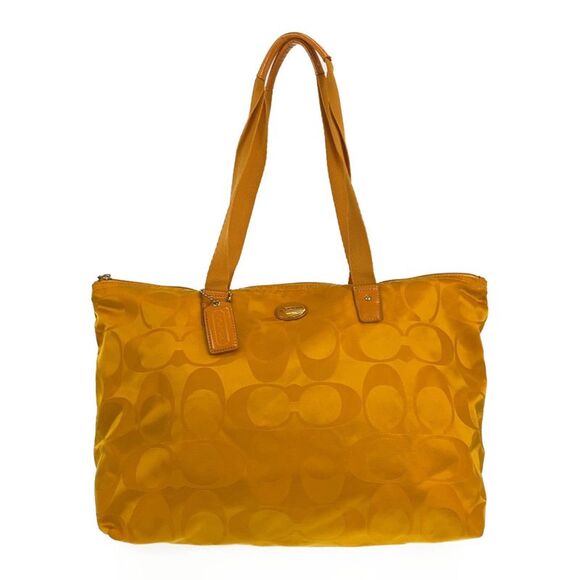 Coach | Bags | Pre Loved Coach Signature Nylon Tote Bag Women Yellow ...